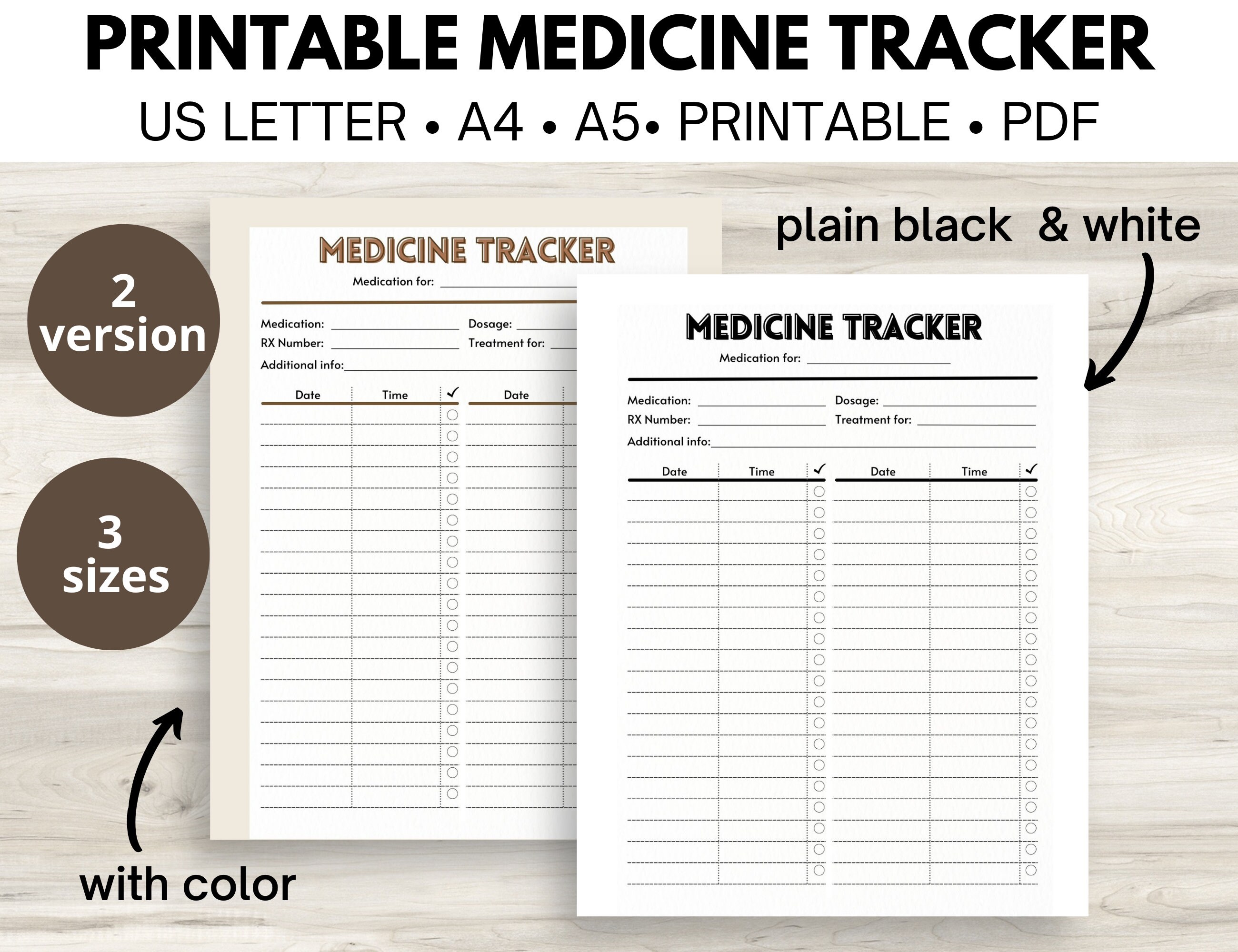 Medicine Tracker Log Instant Download - Medication Tracker Sheet Print ...