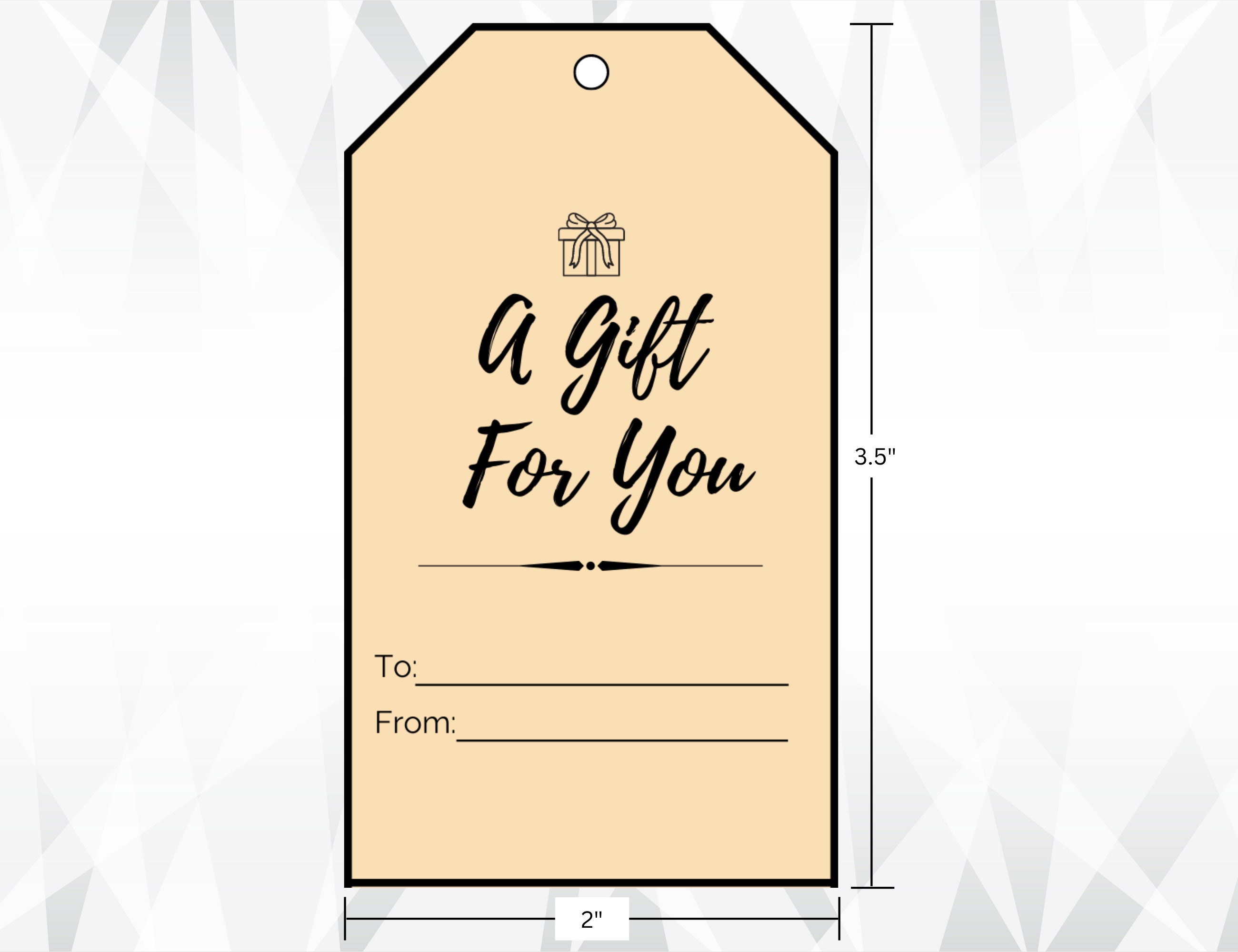 Printable Gift Card Beige Color A Gift for You 2w X 3.5h Gift Tag ...