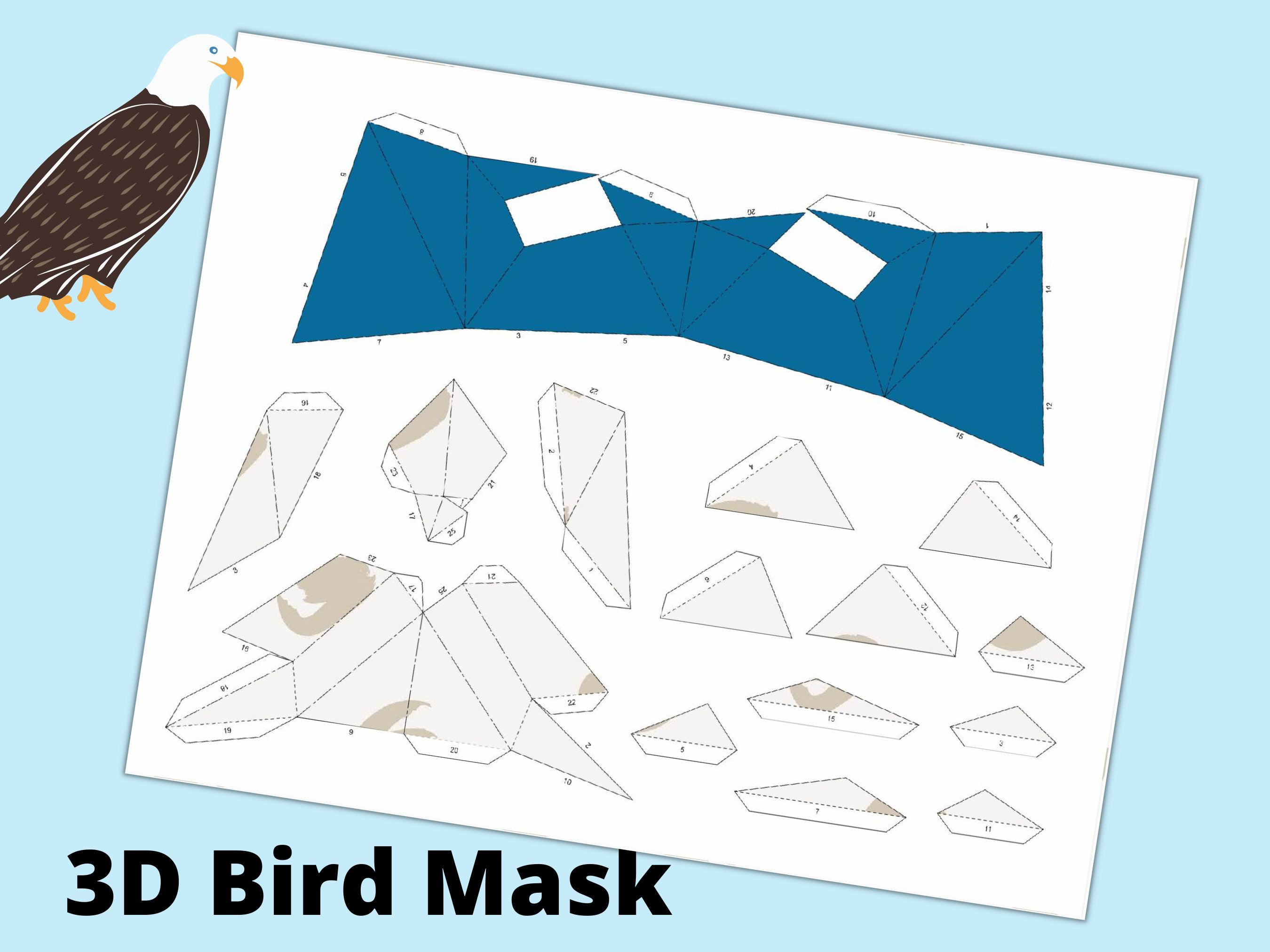 3D Bird Animal Paper Craft Face Mask Halloween Costume for Kids PDF ...