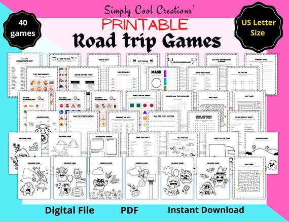 Printable Road Trip Games Bundle 40 Road Trip Games US - Etsy