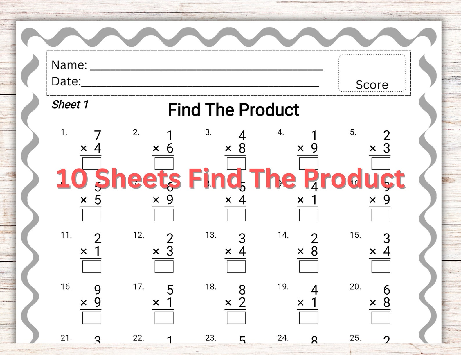30 Single-digit Multiplication Worksheet - Find the Product ...