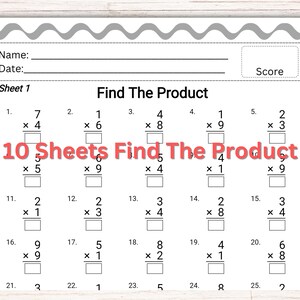30 Single-digit Multiplication Worksheet - Find the Product ...