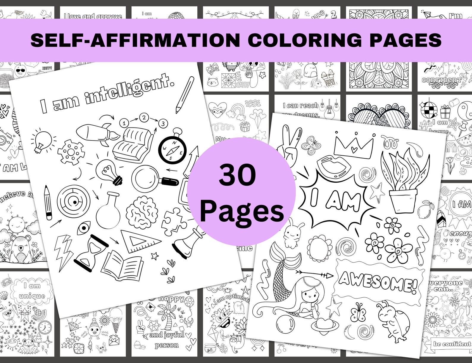 30 Pages Self-affirmation Coloring Pages for Teens and Adults ...