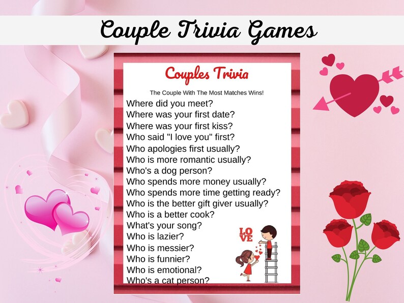 Date Night Couple Trivia Games for Couple Valentine, Anniversary Fun ...