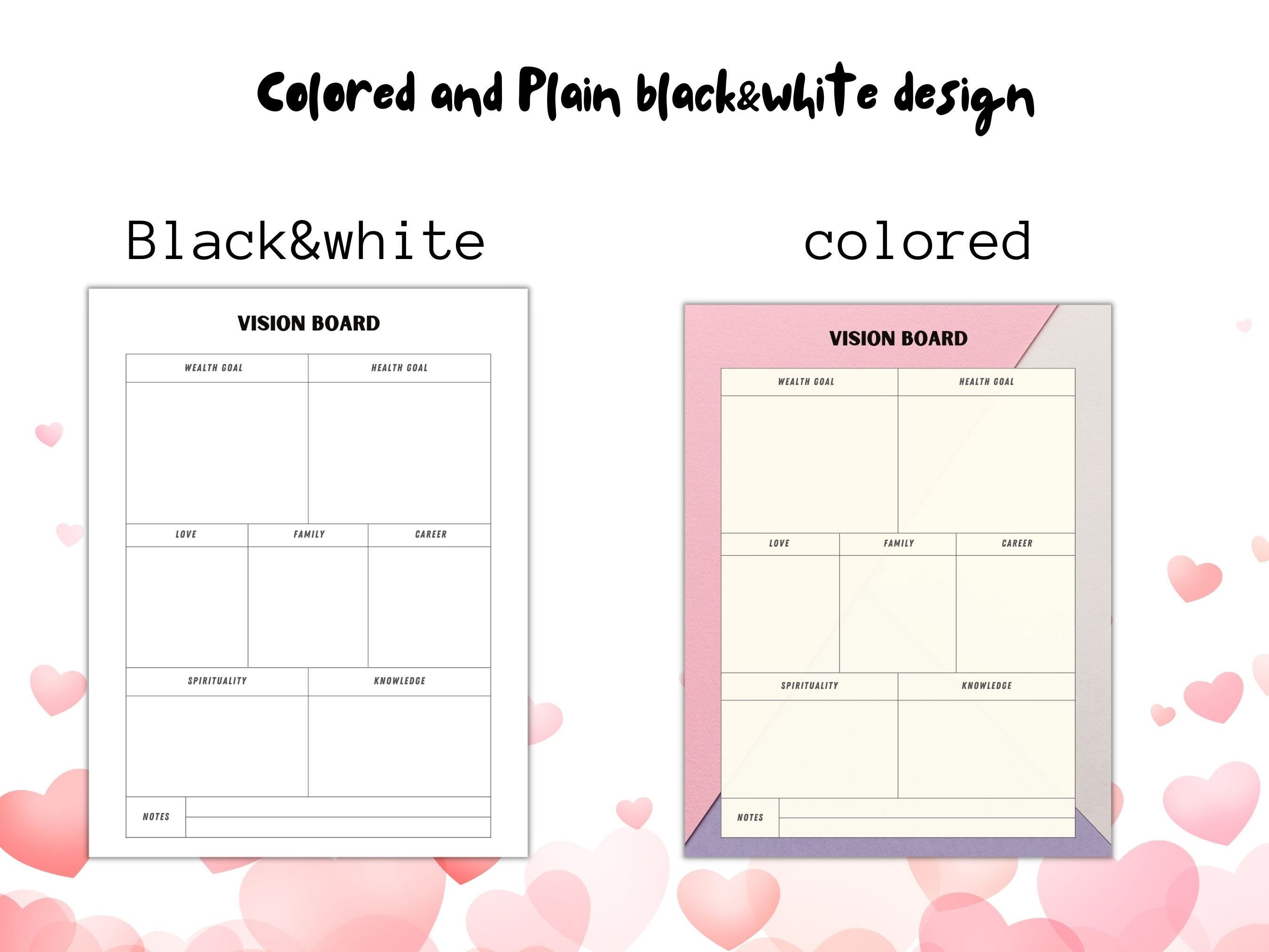 Printable Vision Board - Health, Wellness, Wealth, Career Goals Instant ...