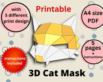 Paper Mask Cat Template - Etsy