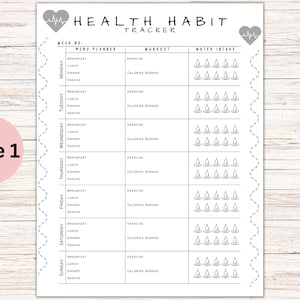 Printable Health Habit Tracker, Meal Planner, Workout and Water Intake ...