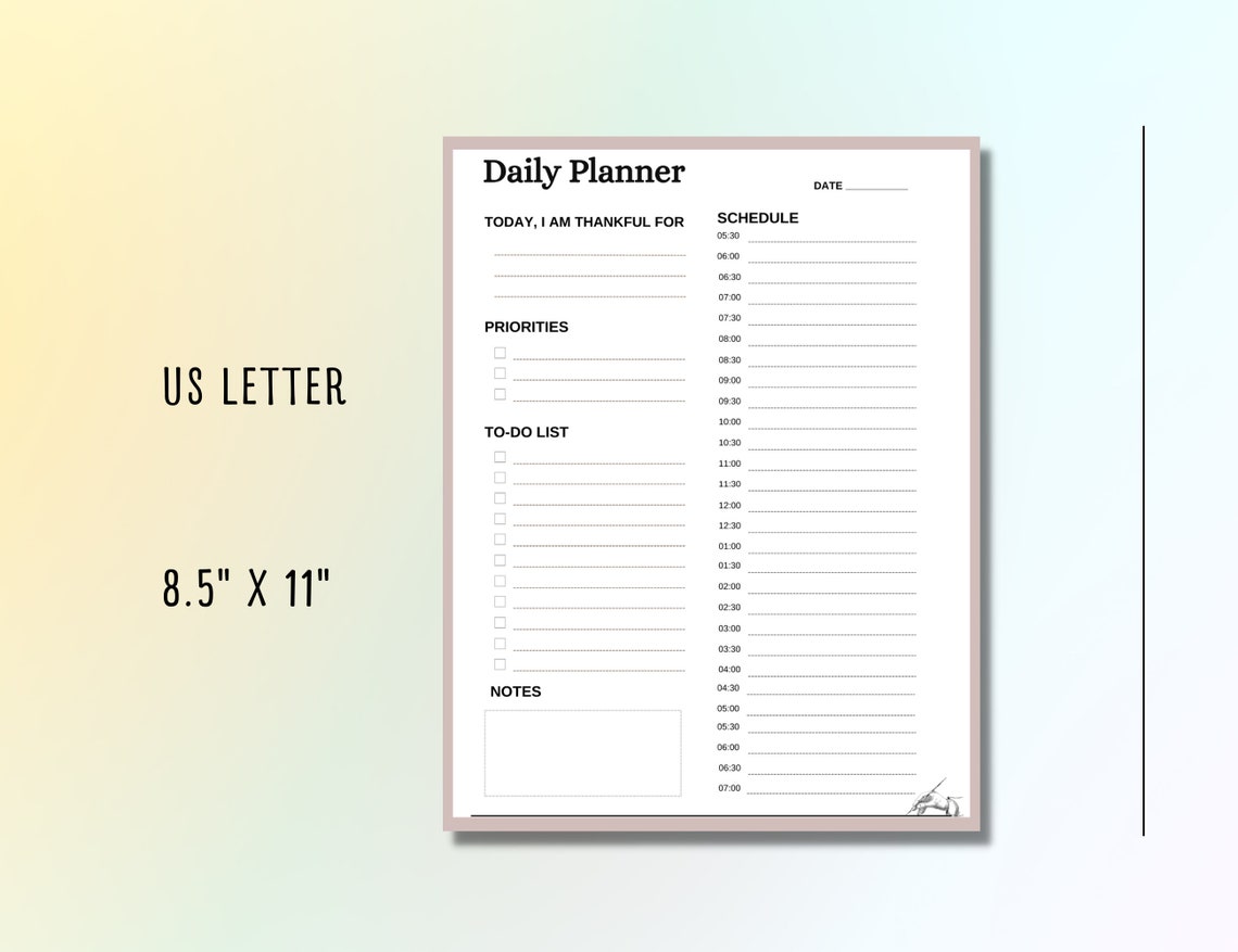 Printable Downloadable Daily Planner for Teens, Students, Business ...