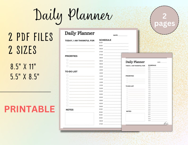 Printable Downloadable Daily Planner for Teens, Students, Business ...