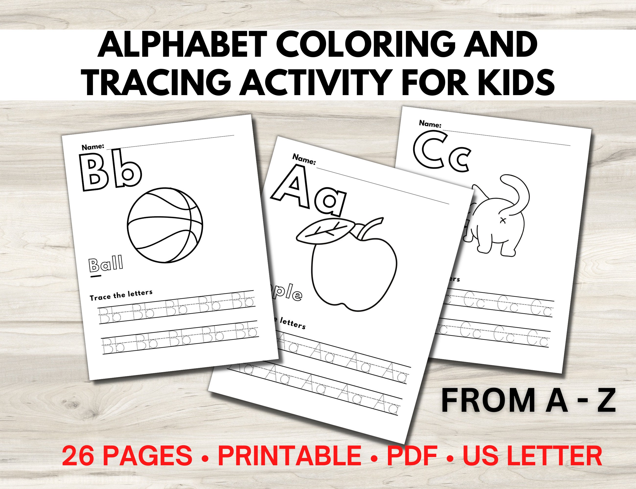 Alphabet Tracing and Coloring Activity for Toddlers and - Etsy