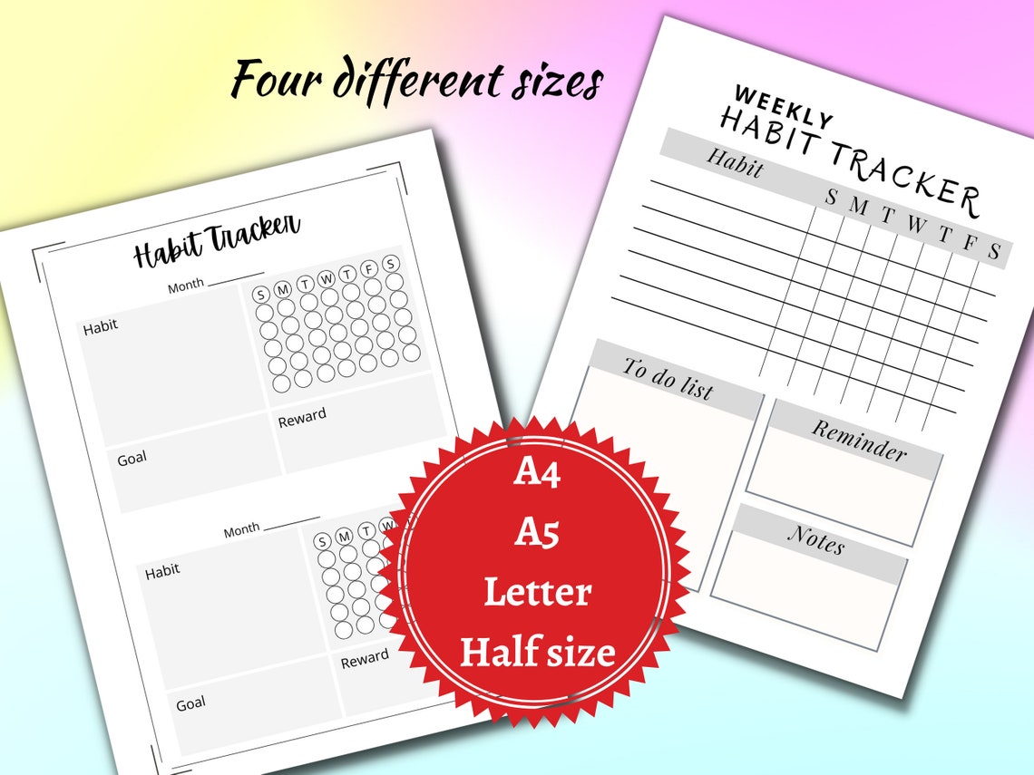 Daily Weekly Monthly Wellness Habit Tracker Digital - Etsy