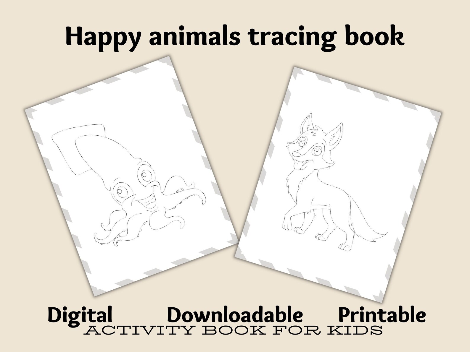 Trace the Animals Worksheet for Kids, Toddlers, and Pre-schoolers - Fun ...