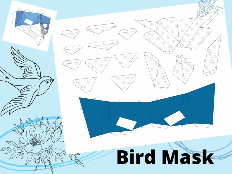 3D Bird Animal Paper Craft Face Mask Halloween Costume for - Etsy