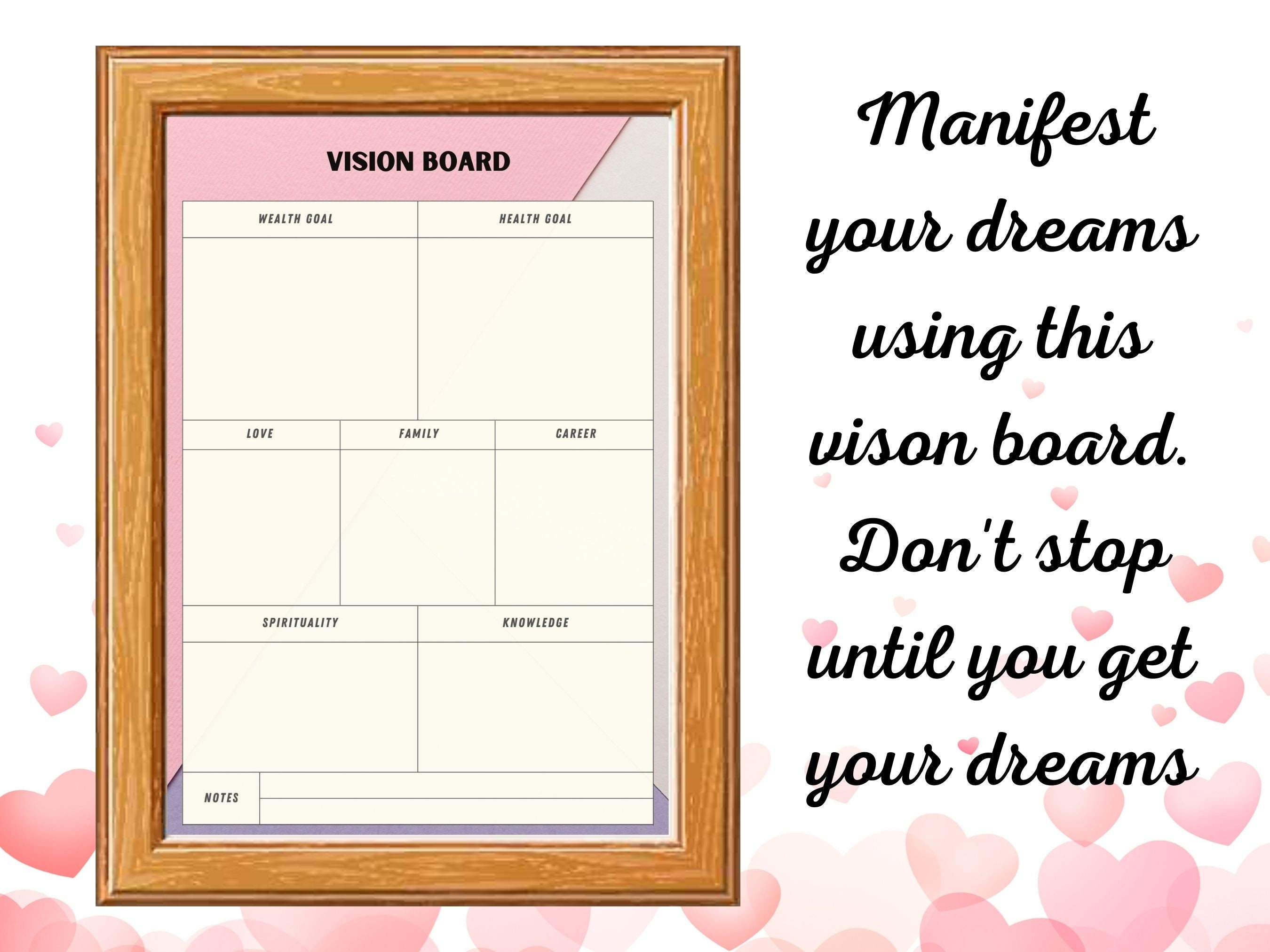 Printable Vision Board - Health, Wellness, Wealth, Career Goals Instant ...