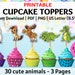 Printable Animals Cupcake Toppers 30 Cute Animals Happy Animals Jungle ...