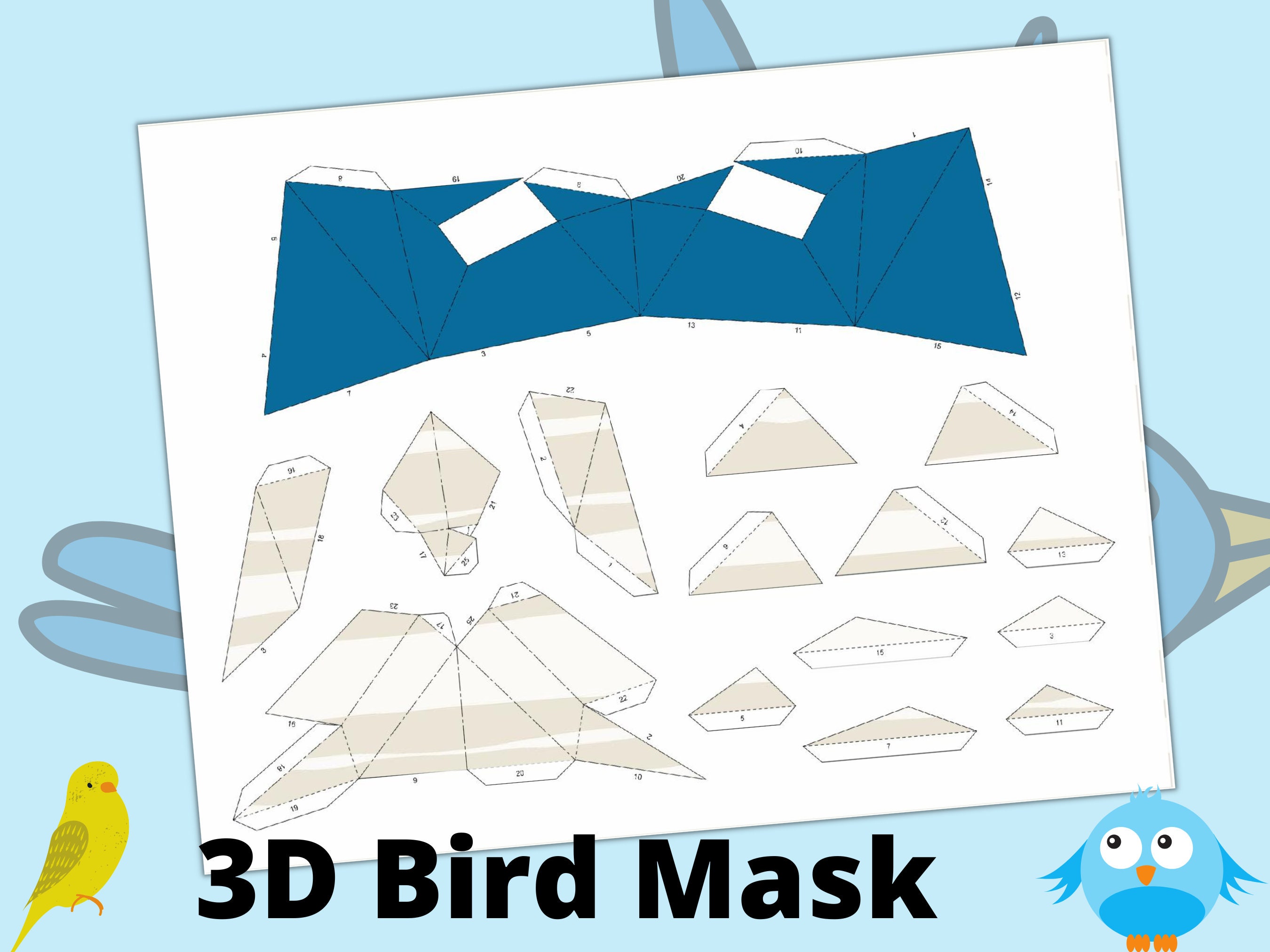 3D Bird Animal Paper Craft Face Mask Halloween Costume for Kids PDF ...