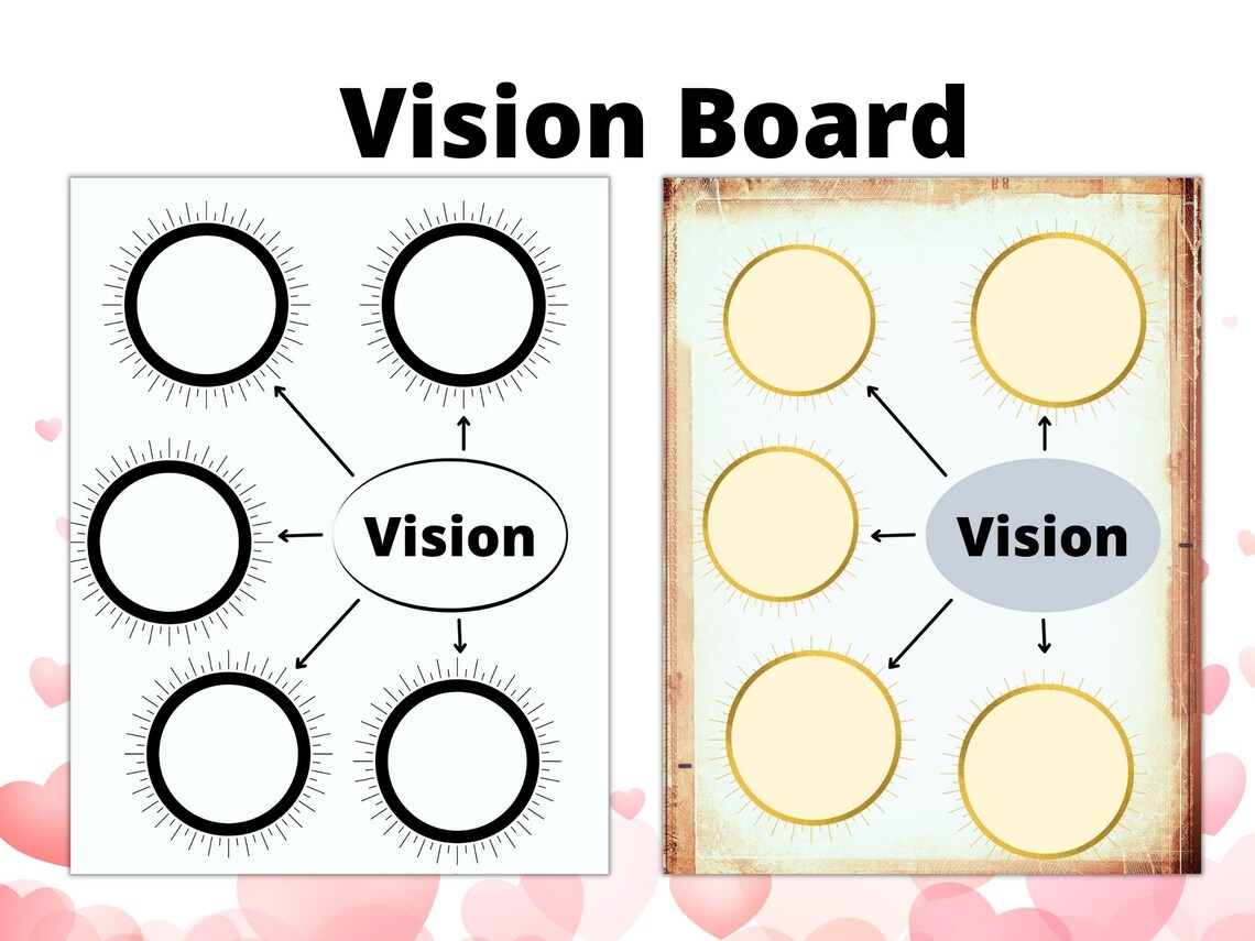 Printable Vision Dream Board Printable Template Self Motivation Board ...