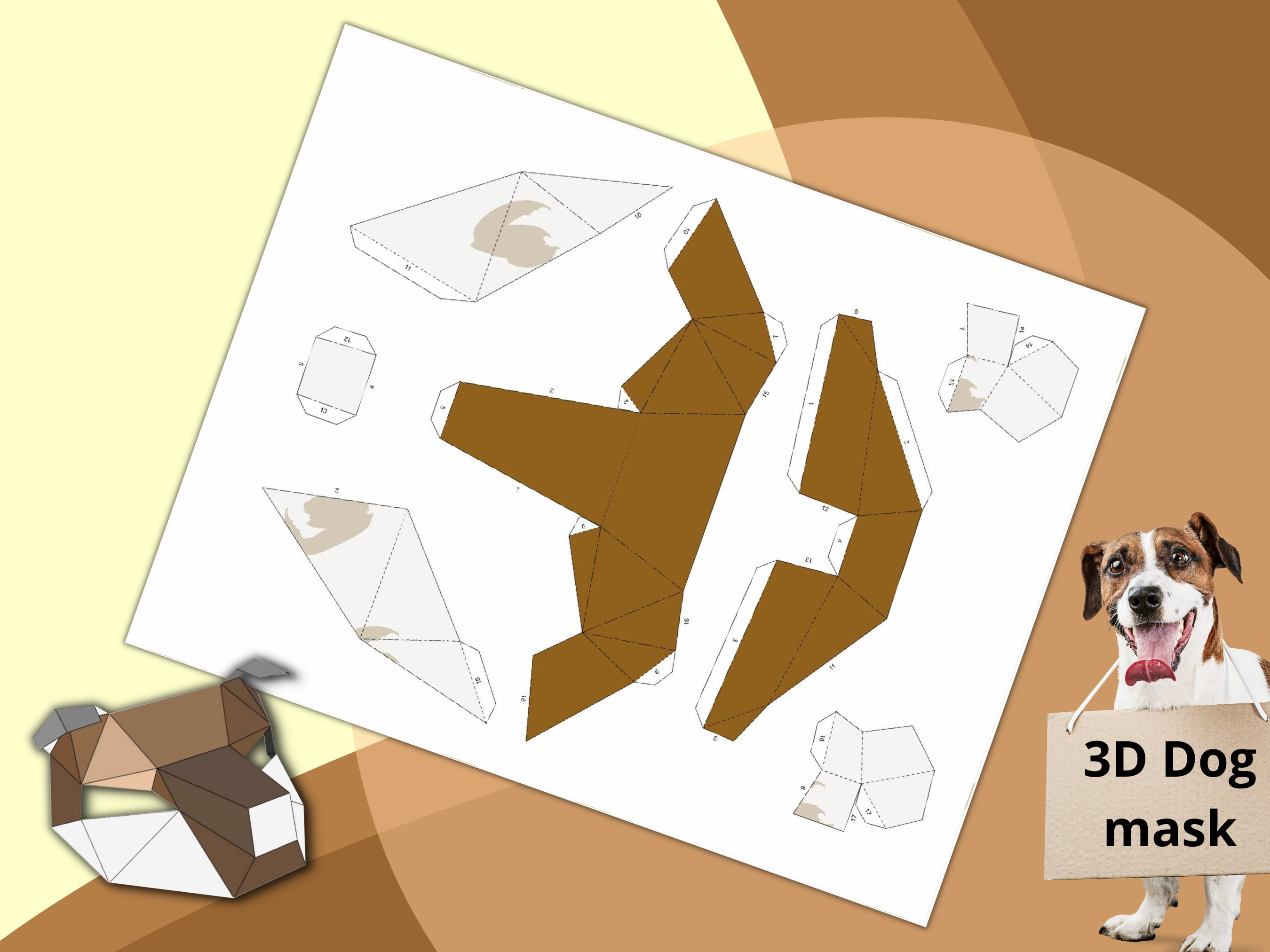 3D Dog Animal Printable Paper Craft Mask Animal DIY 3D Mask for Kids ...