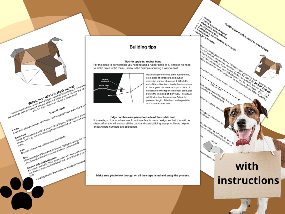 3D Dog Animal Printable Paper Craft Mask Animal DIY 3D Mask for Kids ...