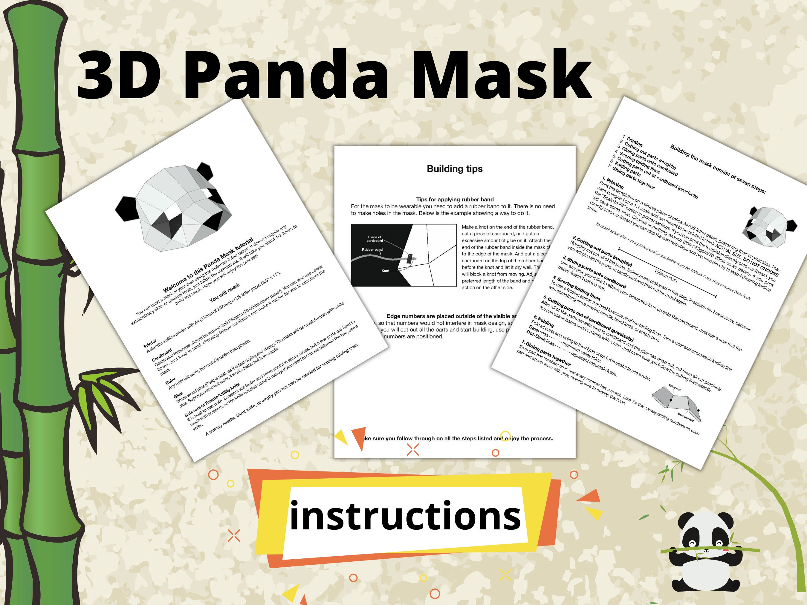 3D Panda Animal Paper Craft Mask PDF Template Instant Download ...