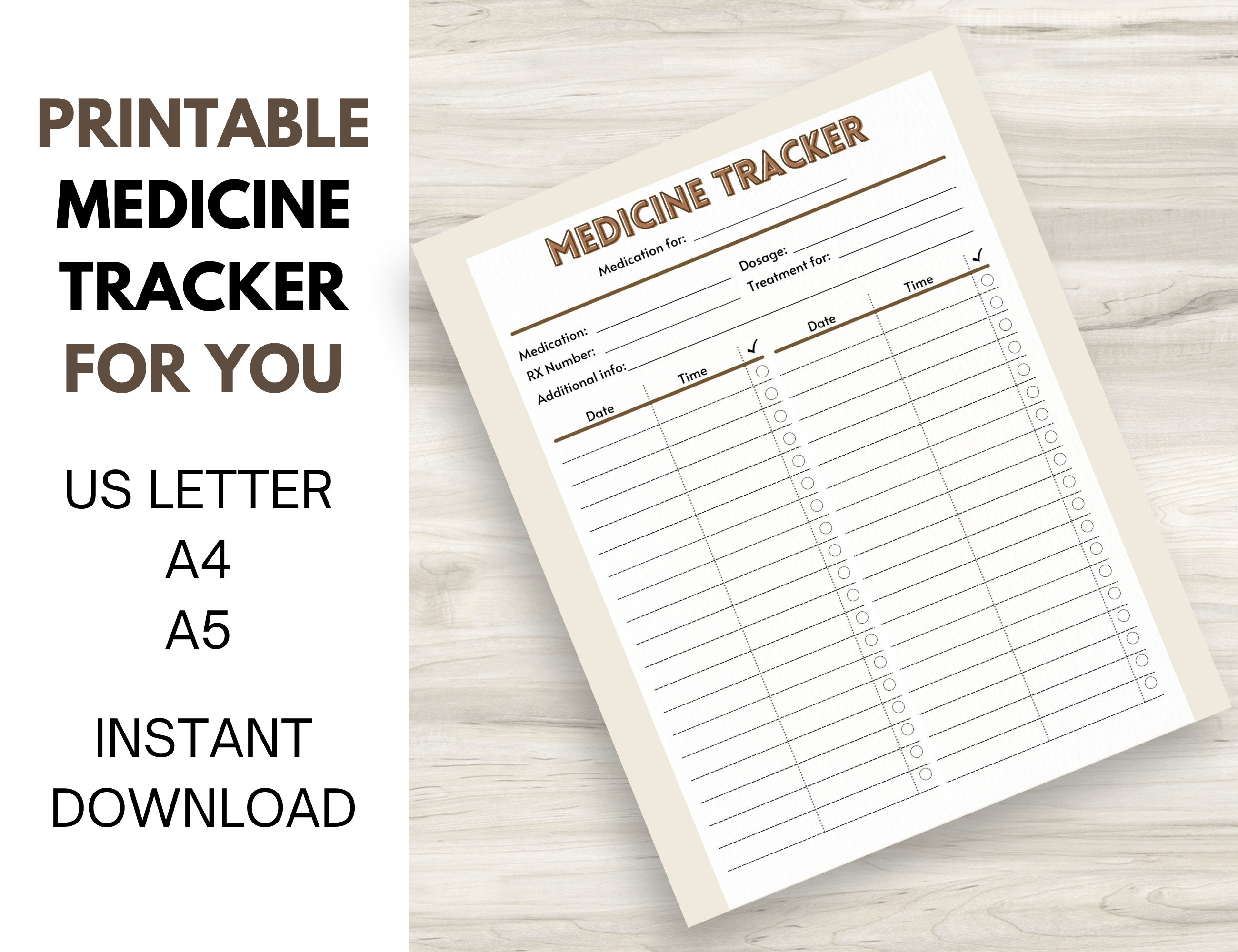 Medicine Tracker Log Instant Download - Medication Tracker Sheet Print ...