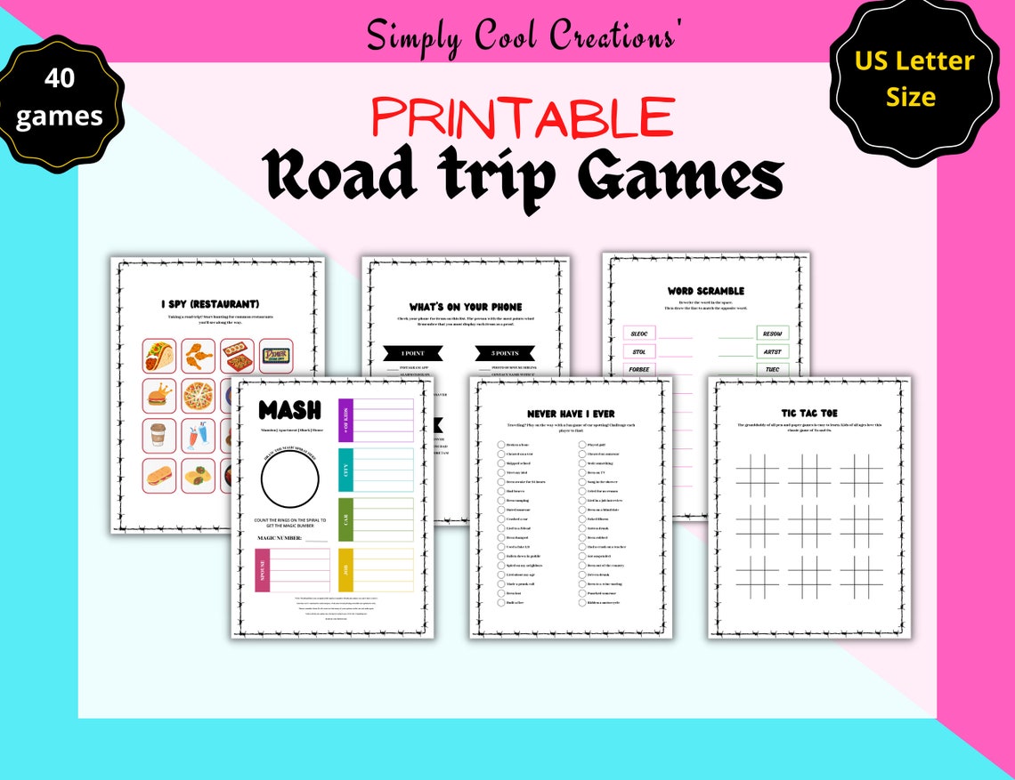 Printable Road Trip Games Bundle | 40 Road Trip Games US Letter Size - Etsy