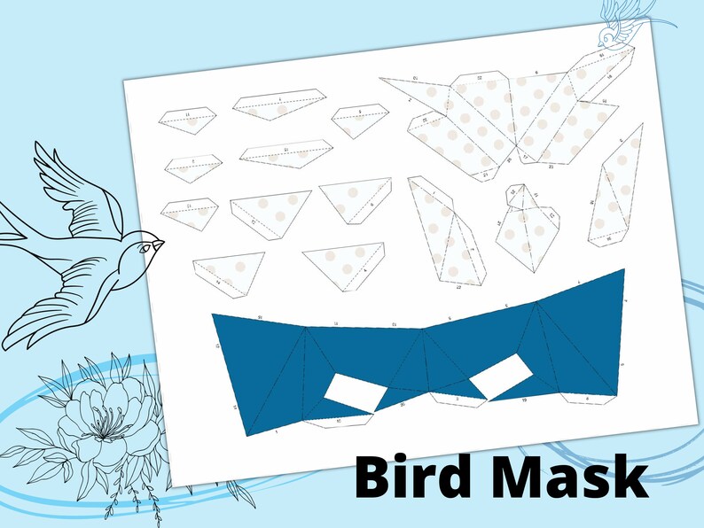 3D Bird Animal Paper Craft Face Mask Halloween Costume for Kids PDF ...