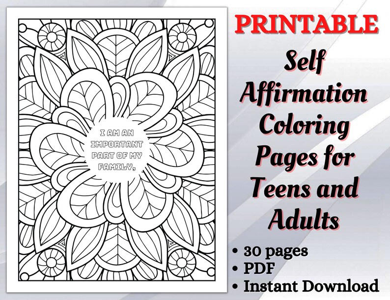 30 Pages Self-affirmation Coloring Pages for Teens and Adults ...