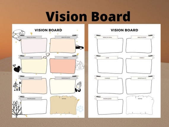 Light Colors Printable Vision Board Template Dream Planner | Etsy