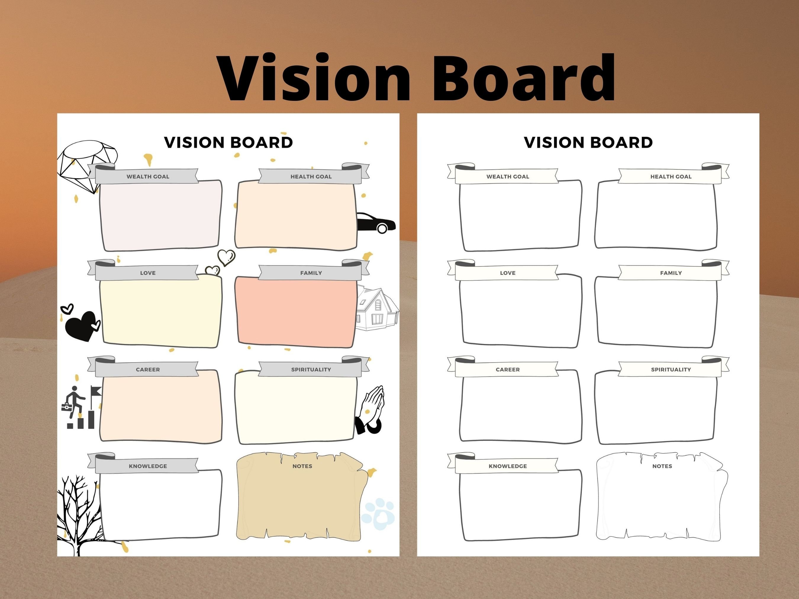 Light Colors Printable Vision Board Template | Dream Planner | Dream ...