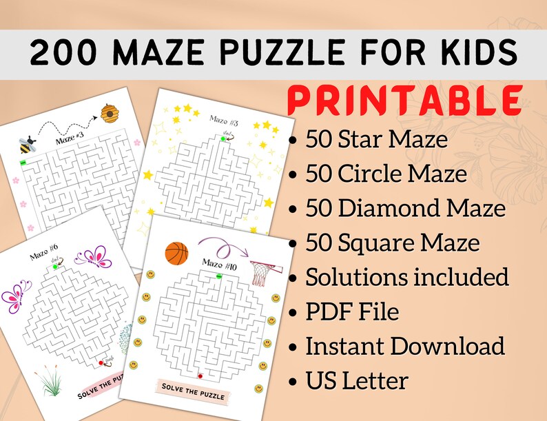 200 Easy Maze Worksheets for Toddles, Kids, and Teens - Printable Maze ...
