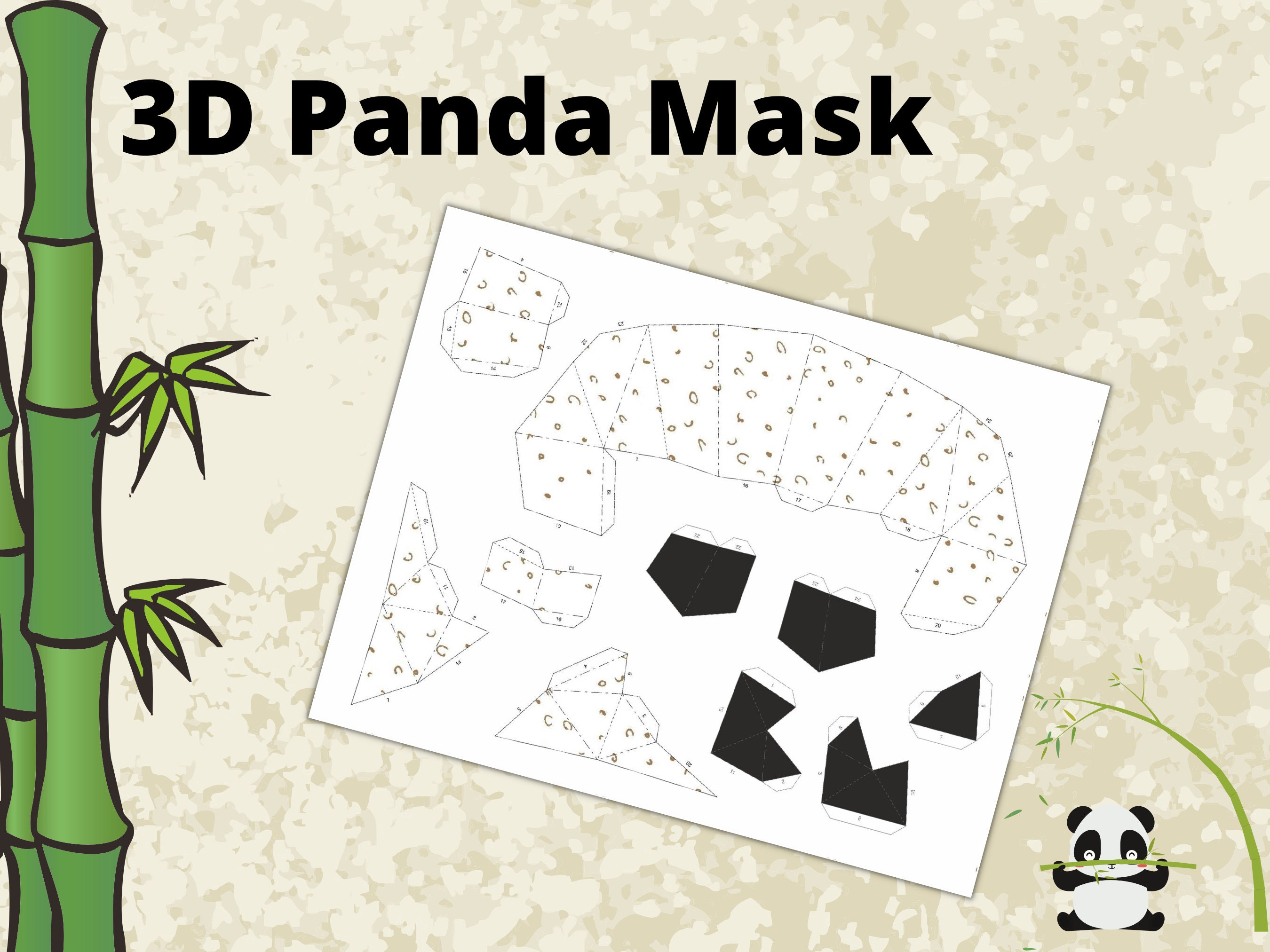 3D Panda Animal Paper Craft Mask PDF Template Instant Download ...