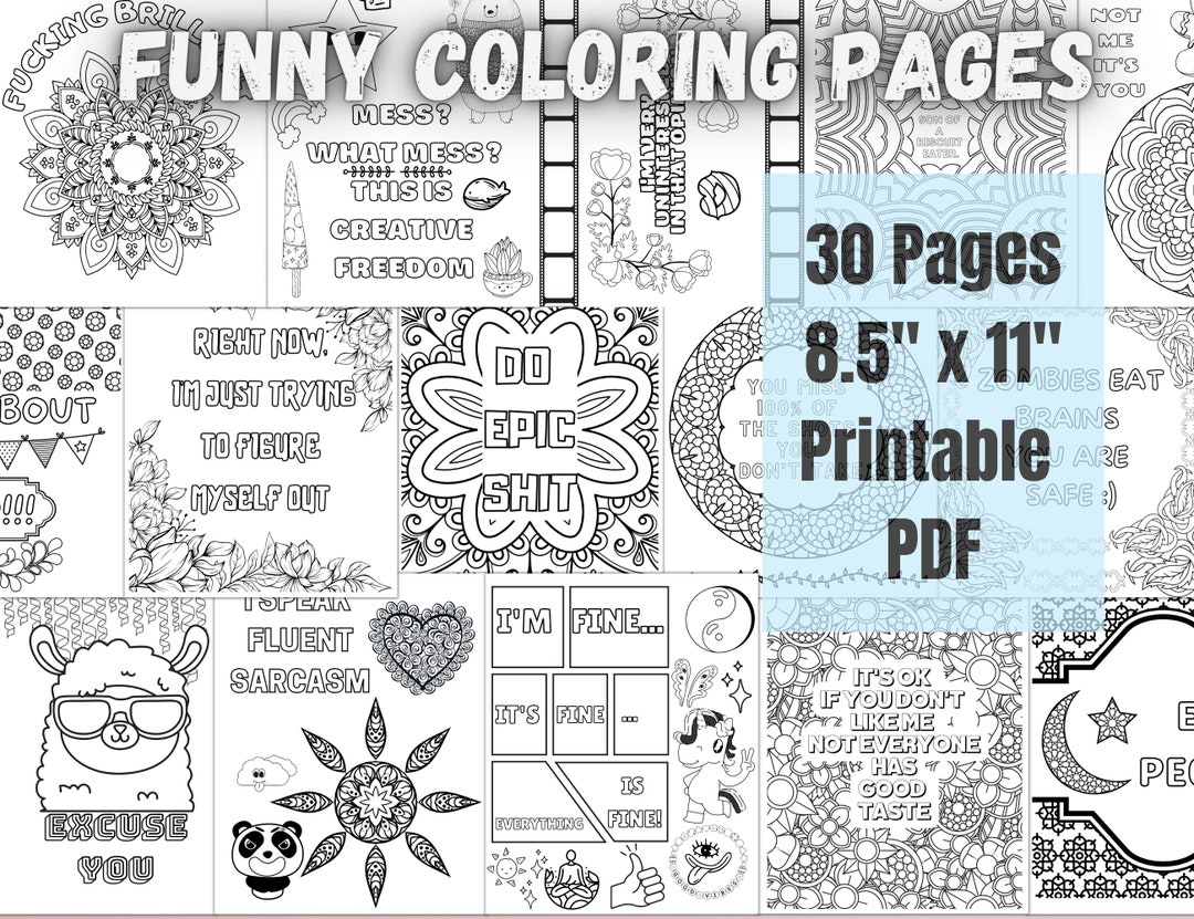 Snarky Sarcastic Funny Quotes Adult Coloring Pages, Coloring Book- 30 ...