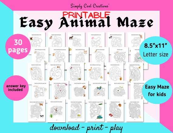 30 Printable Fun Animal Maze Educational Game for Kids - Etsy