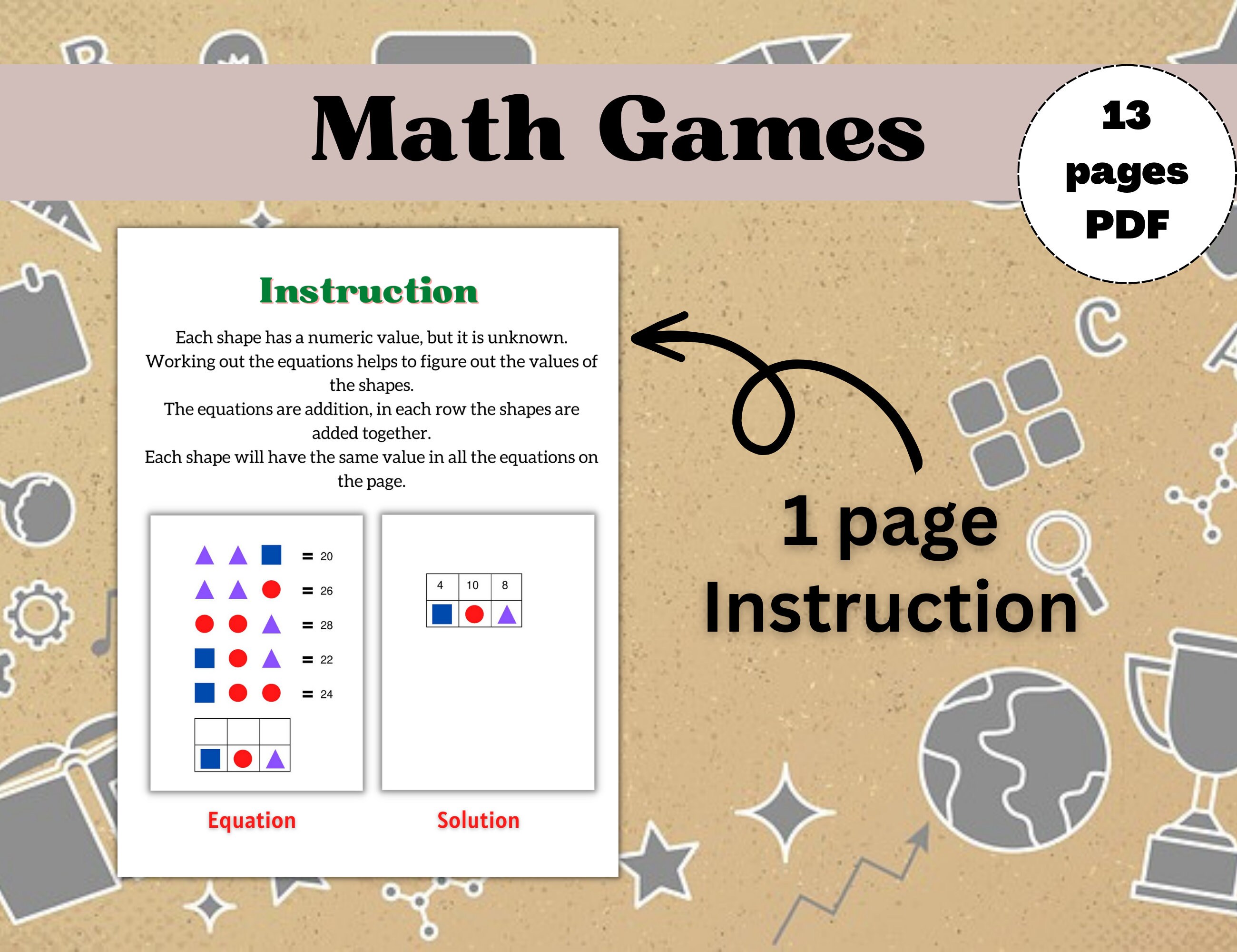 10 Printable Symbol Math Games For Kids, Teens And Adults Math 