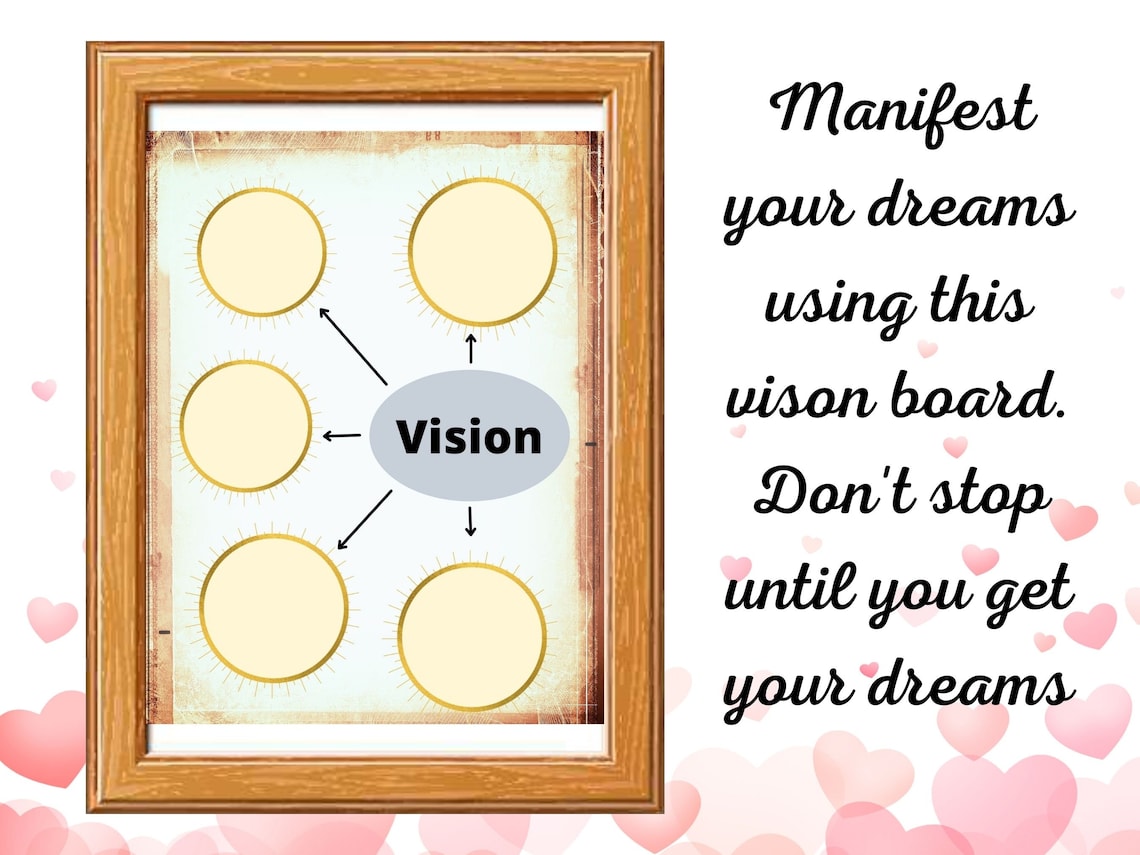 Printable Vision Dream Board Printable Template Self Motivation Board ...