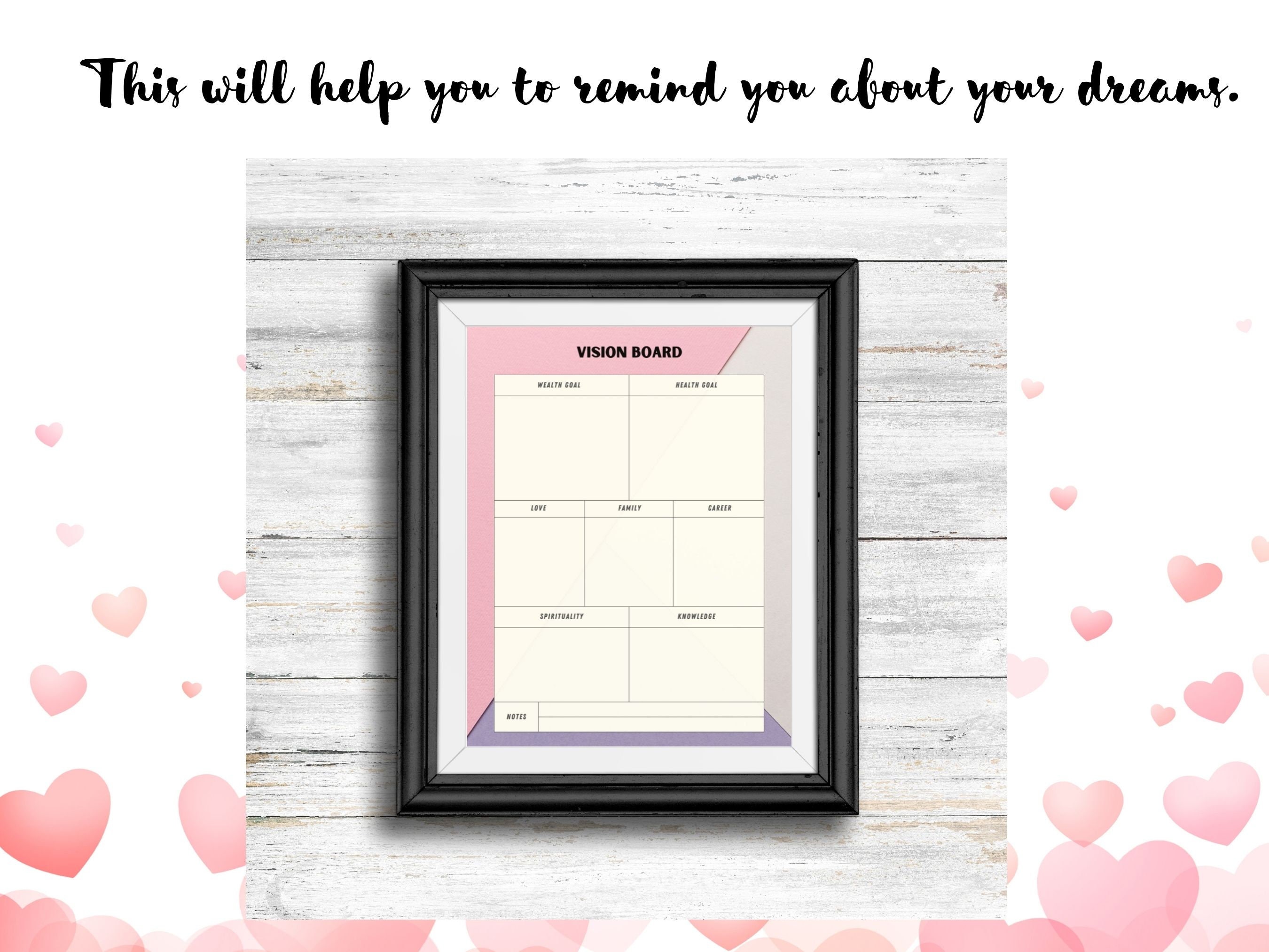 Printable Vision Board - Health, Wellness, Wealth, Career Goals Instant ...