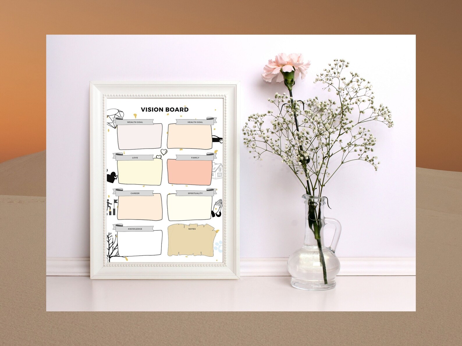 Light Colors Printable Vision Board Template | Dream Planner | Dream ...