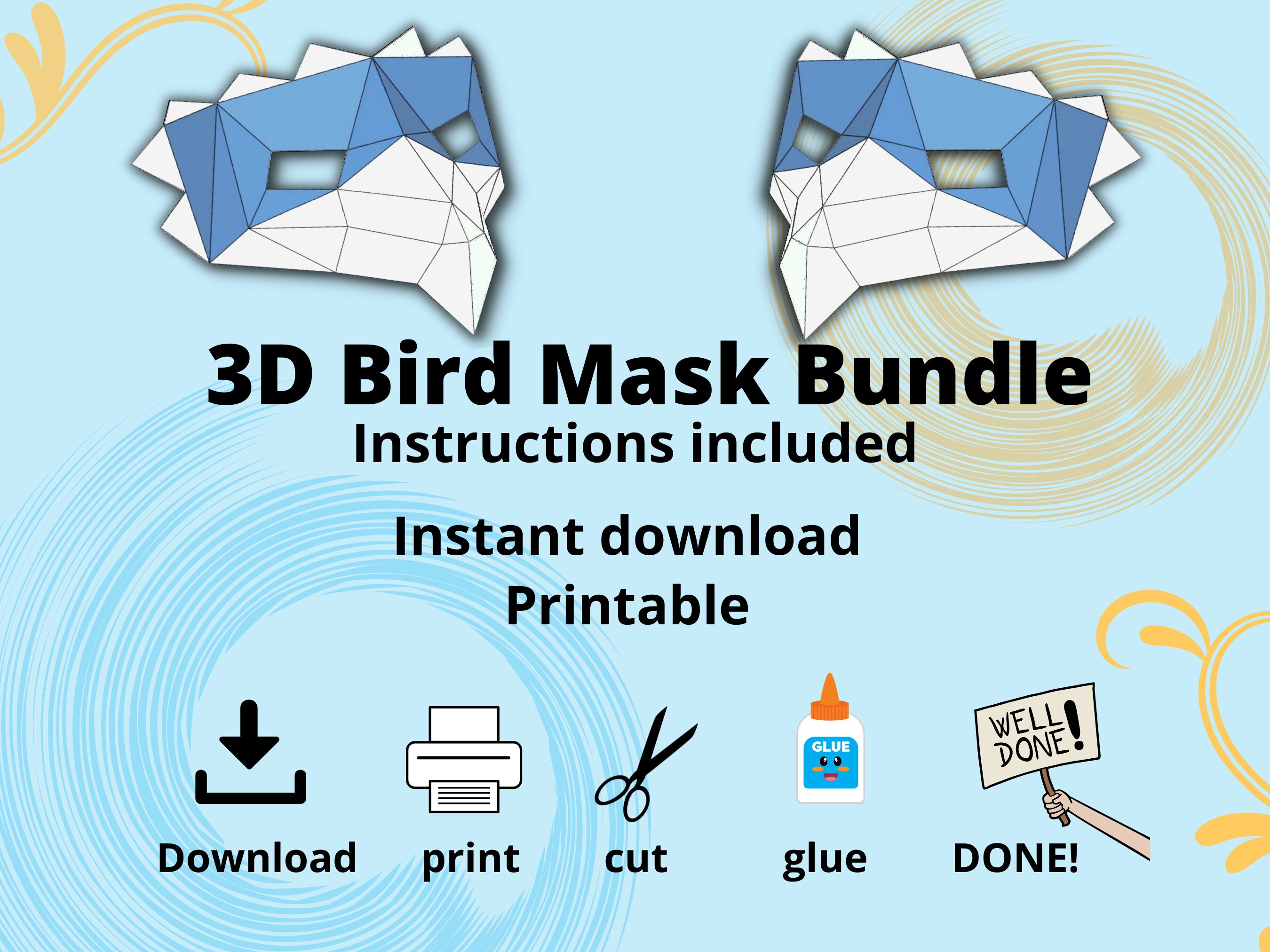 3D Bird Animal Paper Craft Face Mask Halloween Costume for Kids PDF ...