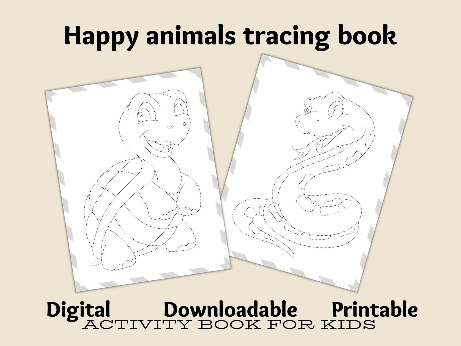 Trace the Animals Worksheet for Kids, Toddlers, and Pre-schoolers - Fun ...