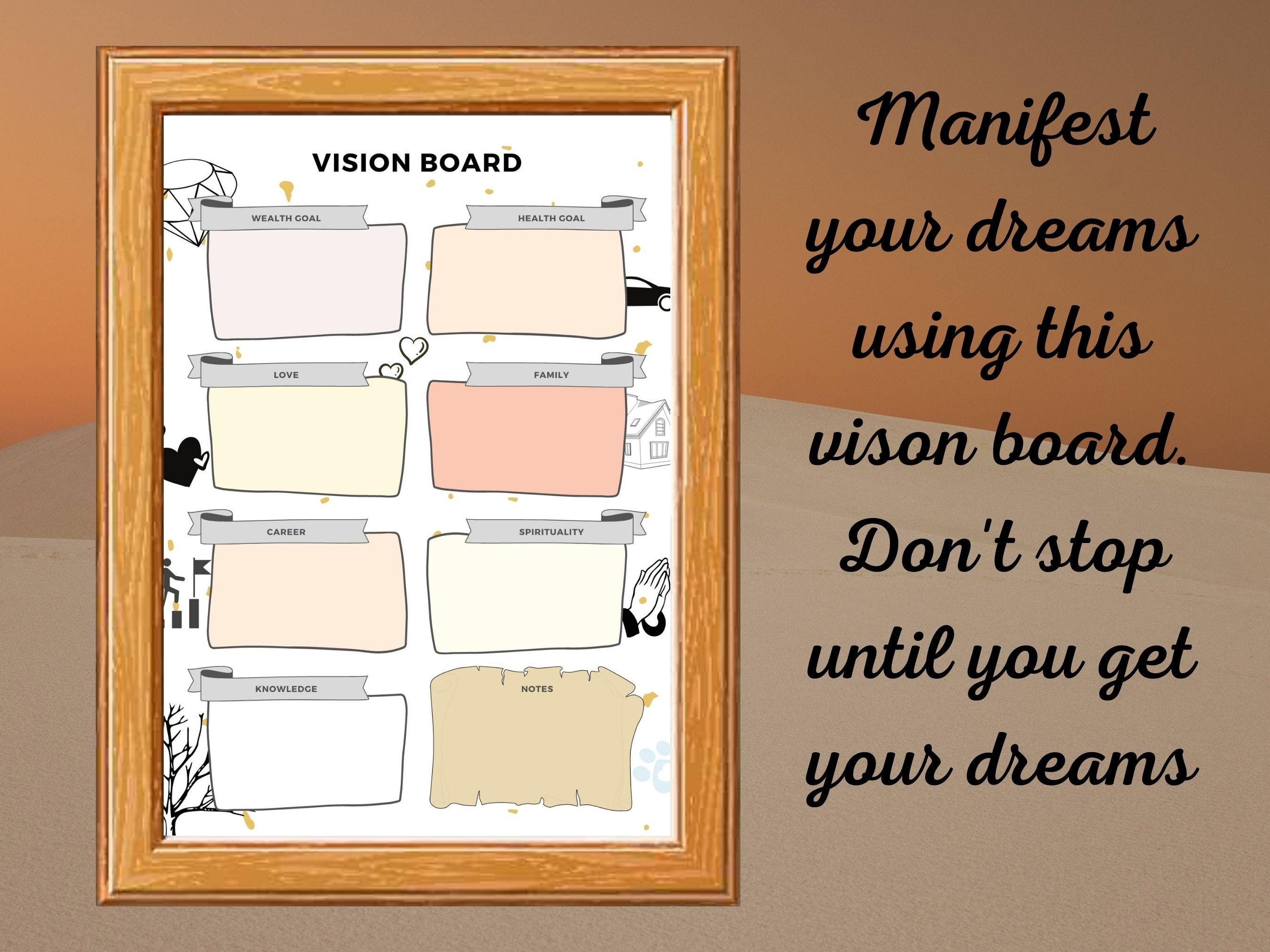 Light Colors Printable Vision Board Template | Dream Planner | Dream ...