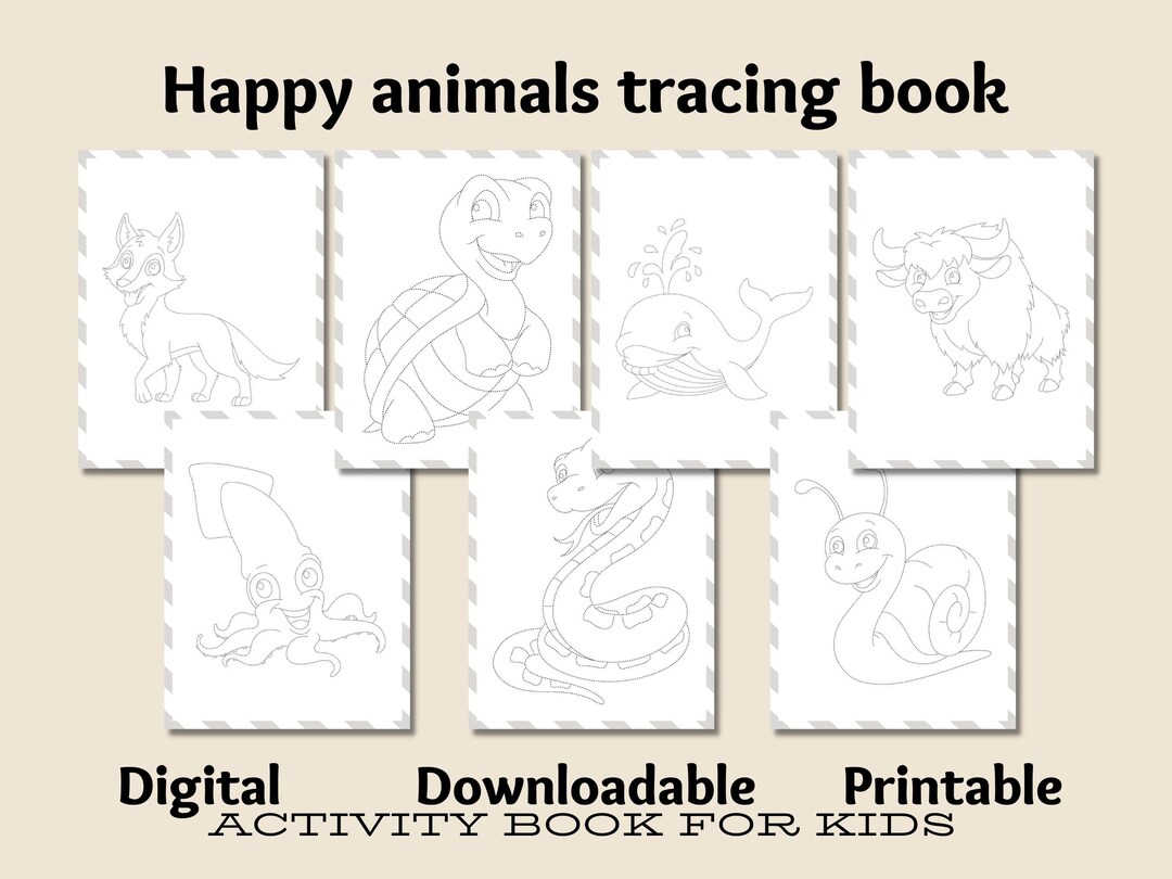 Trace the Animals Worksheet for Kids, Toddlers, and Pre-schoolers - Fun ...