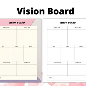 Printable Vision Board - Health, Wellness, Wealth, Career Goals Instant ...