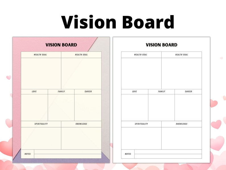 Printable Vision Board - Health, Wellness, Wealth, Career Goals Instant ...