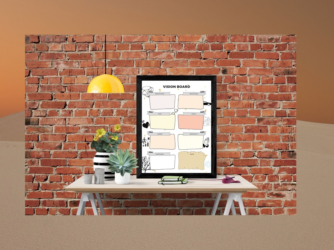 Light Colors Printable Vision Board Template Dream Planner Dream Board ...