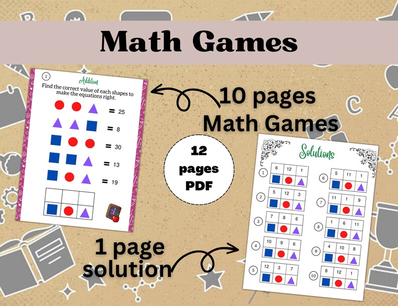 10 Printable Symbol Math Games For Kids, Teens And Adults - Math 
