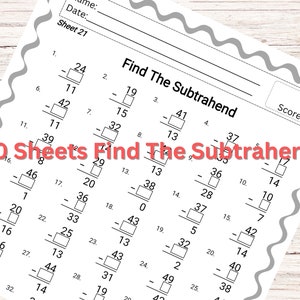Numbers 1-50 Subtraction Worksheet for Grade School | 30 Sheets ...