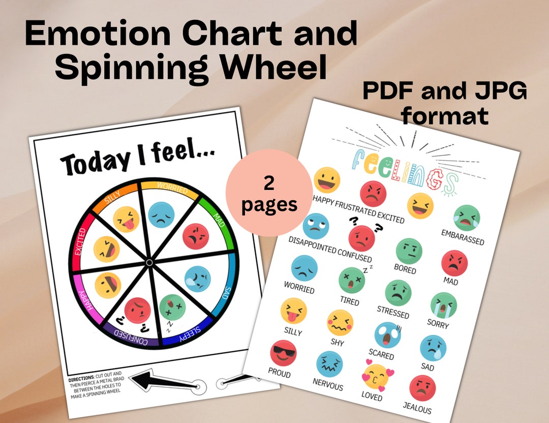 DIY Feelings Spinning Wheel Emotion Wheel and Emotion Chart Bundle ...