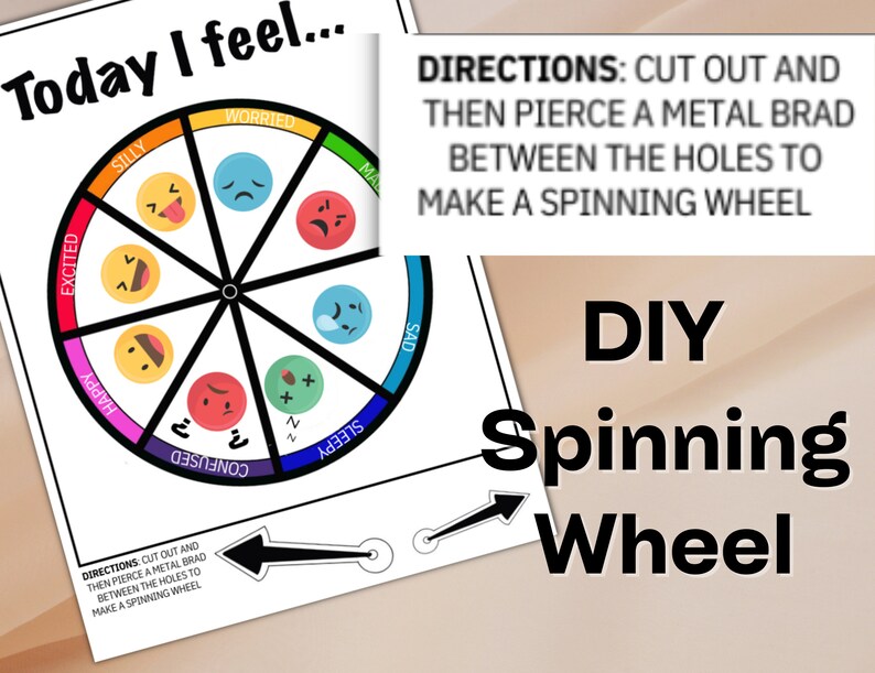 DIY Feelings Spinning Wheel Emotion Wheel and Emotion Chart Bundle ...