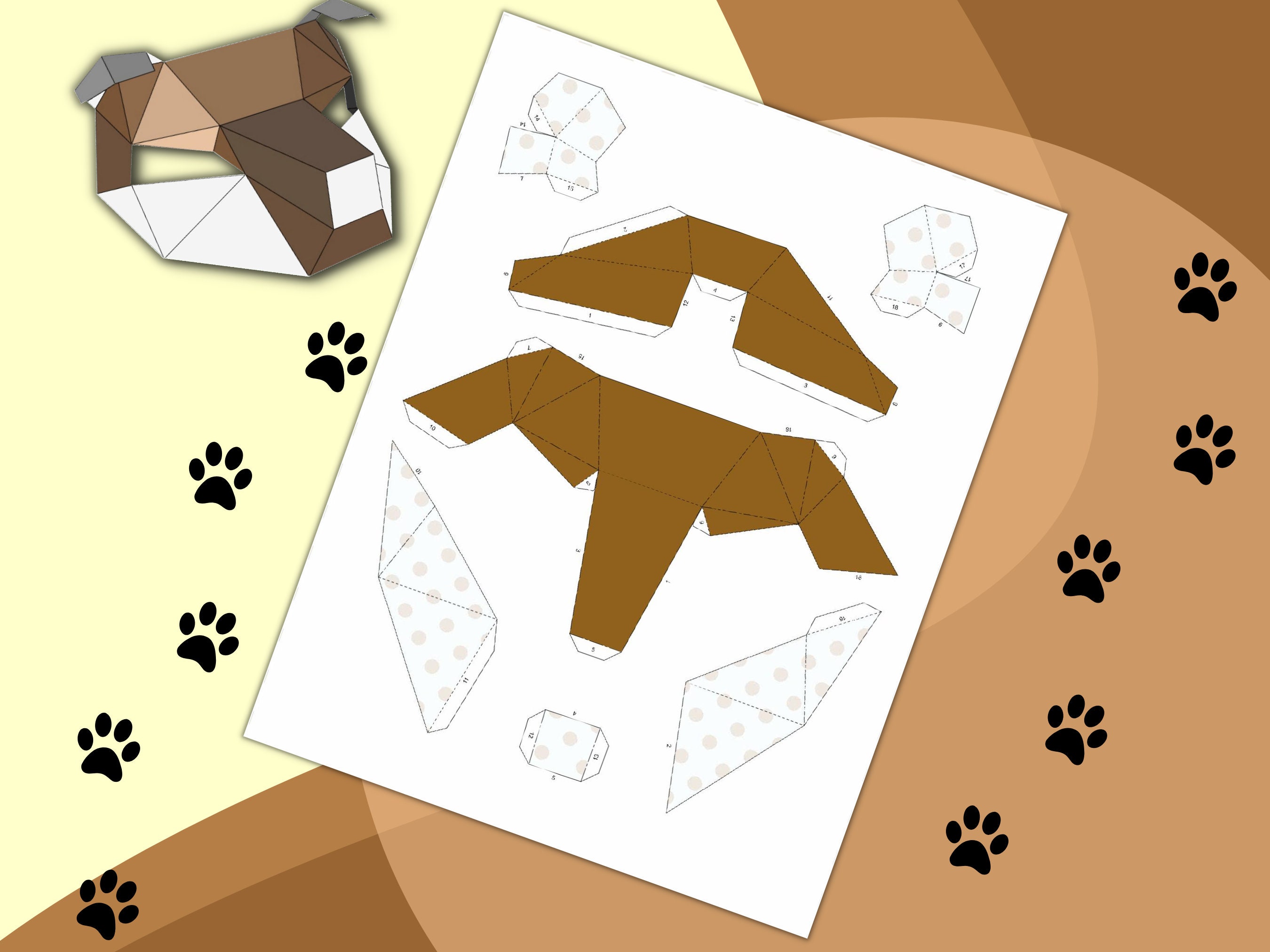 3D Dog Animal Printable Paper Craft Mask Animal DIY 3D Mask for Kids ...